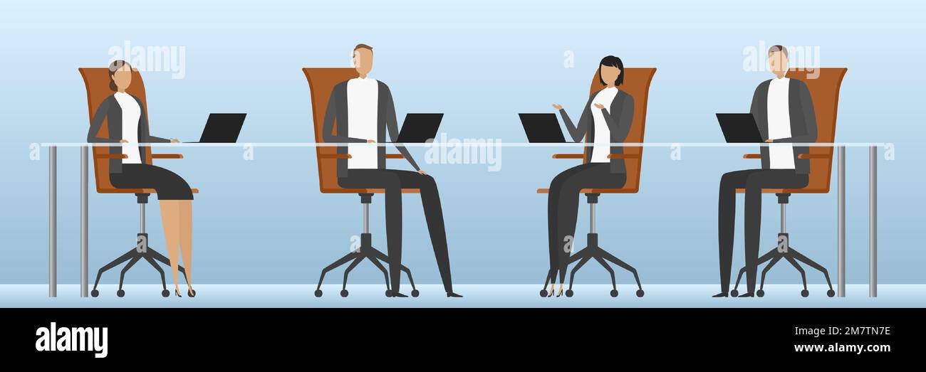 Discussion between office workers. Teamwork. Vector illustration Stock ...