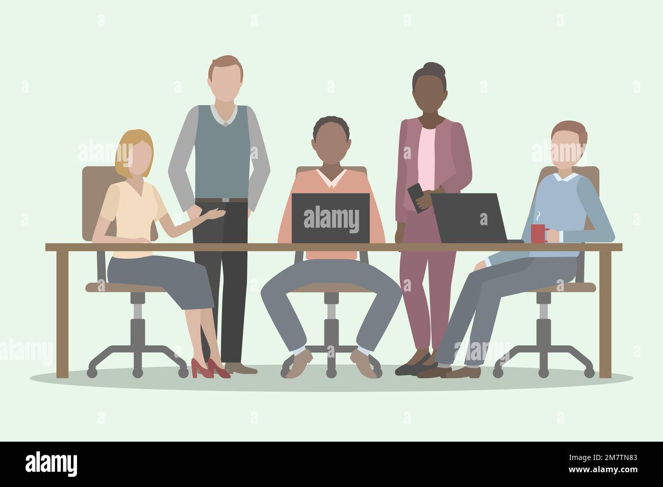 Discussion between office workers. Teamwork. Vector illustration Stock ...