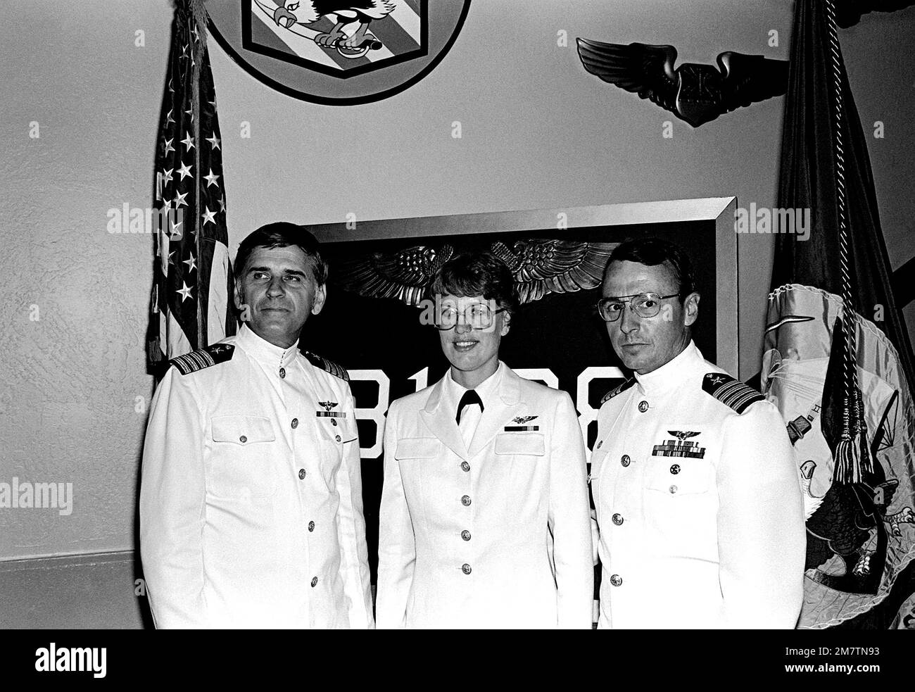 Retired CAPT James R. Boling, USNR, and CAPT Floyd W. Carter, commander ...