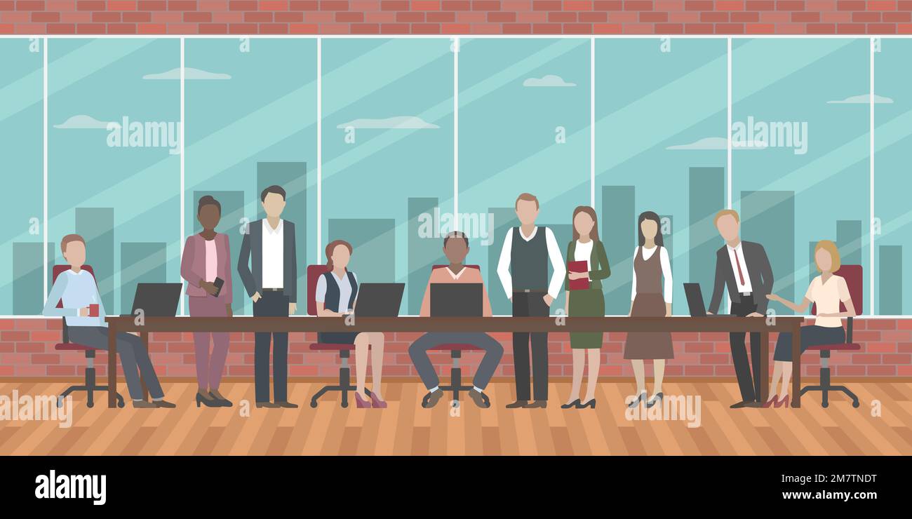 Meeting table cartoon hi-res stock photography and images - Alamy