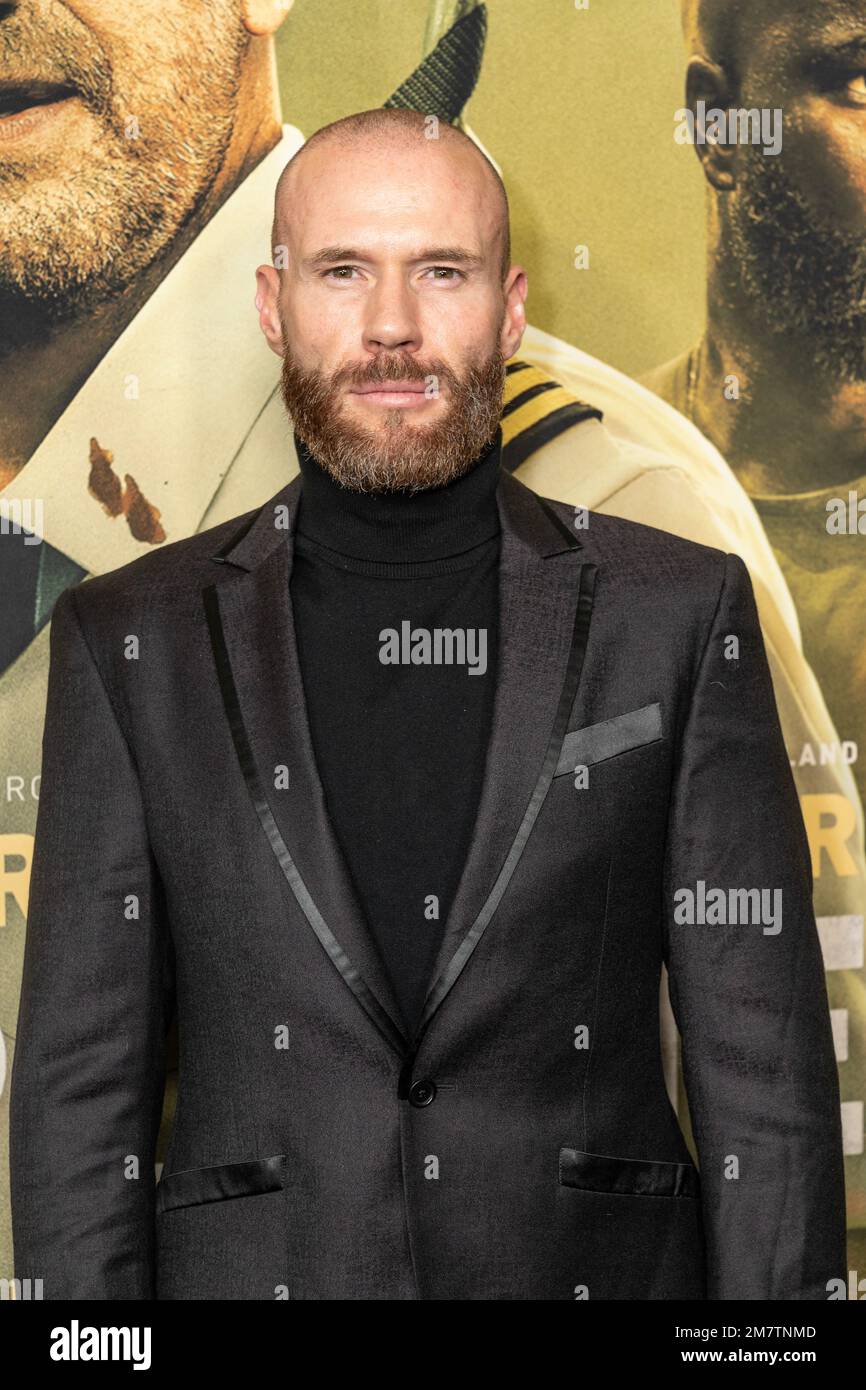 Oliver Trevena attends the "Plane" New York premiere at AMC Lincoln ...