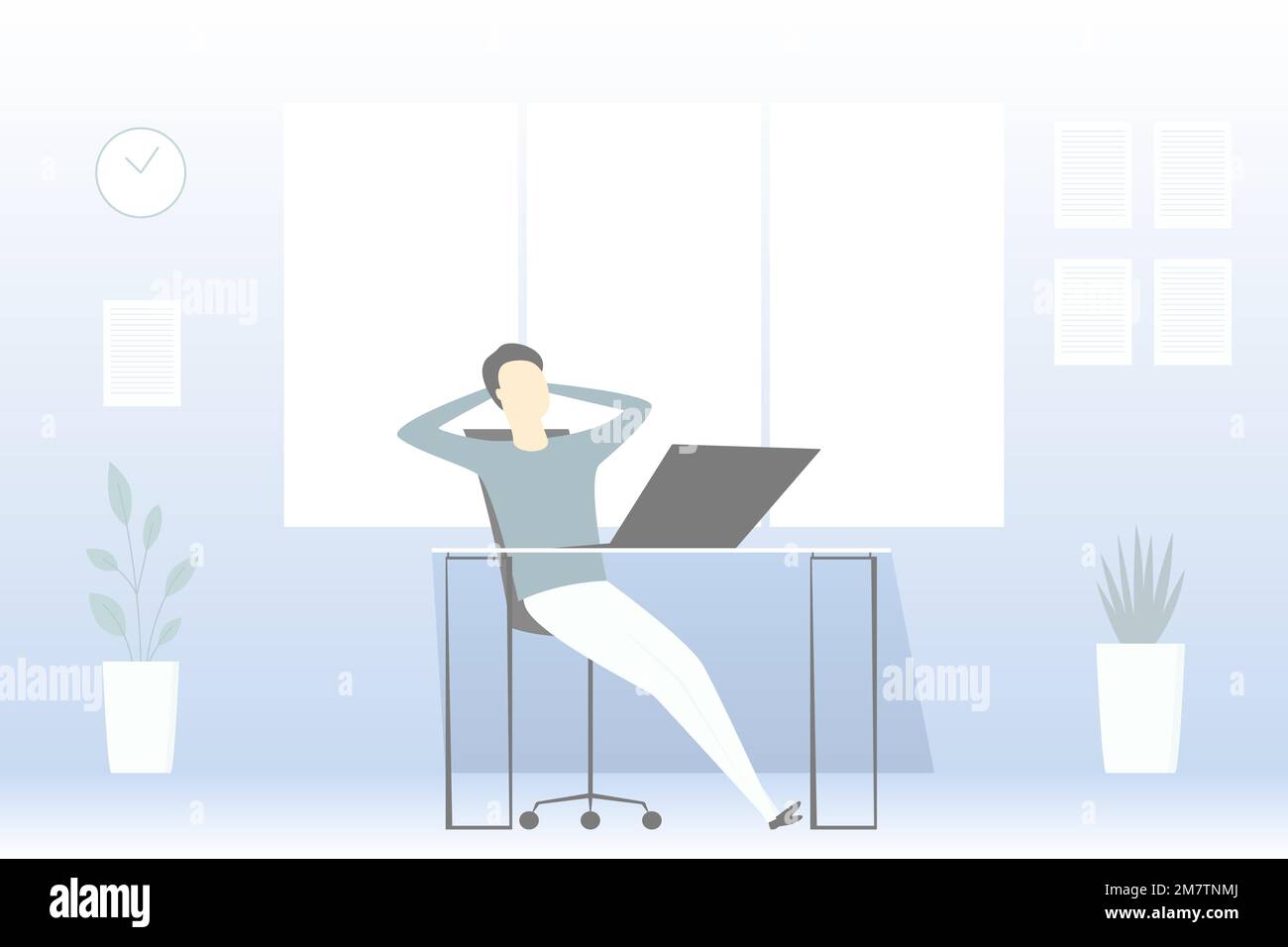 Man relaxing during break in office. Vector illustration Stock Vector ...
