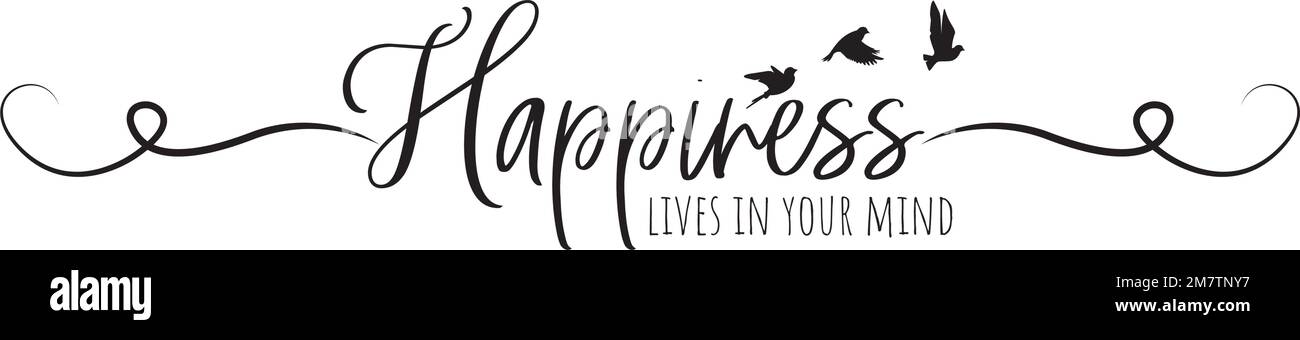 Happiness lives in your mind, vector. Motivational inspirational ...