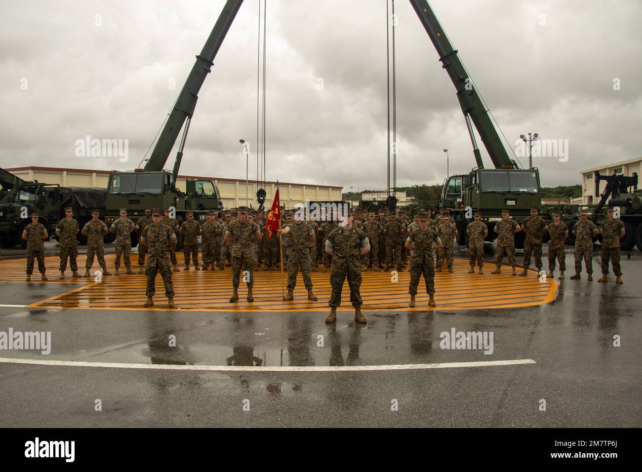 U.S. Marines with Bravo Company, 3rd Landing Support Battalion, Combat ...