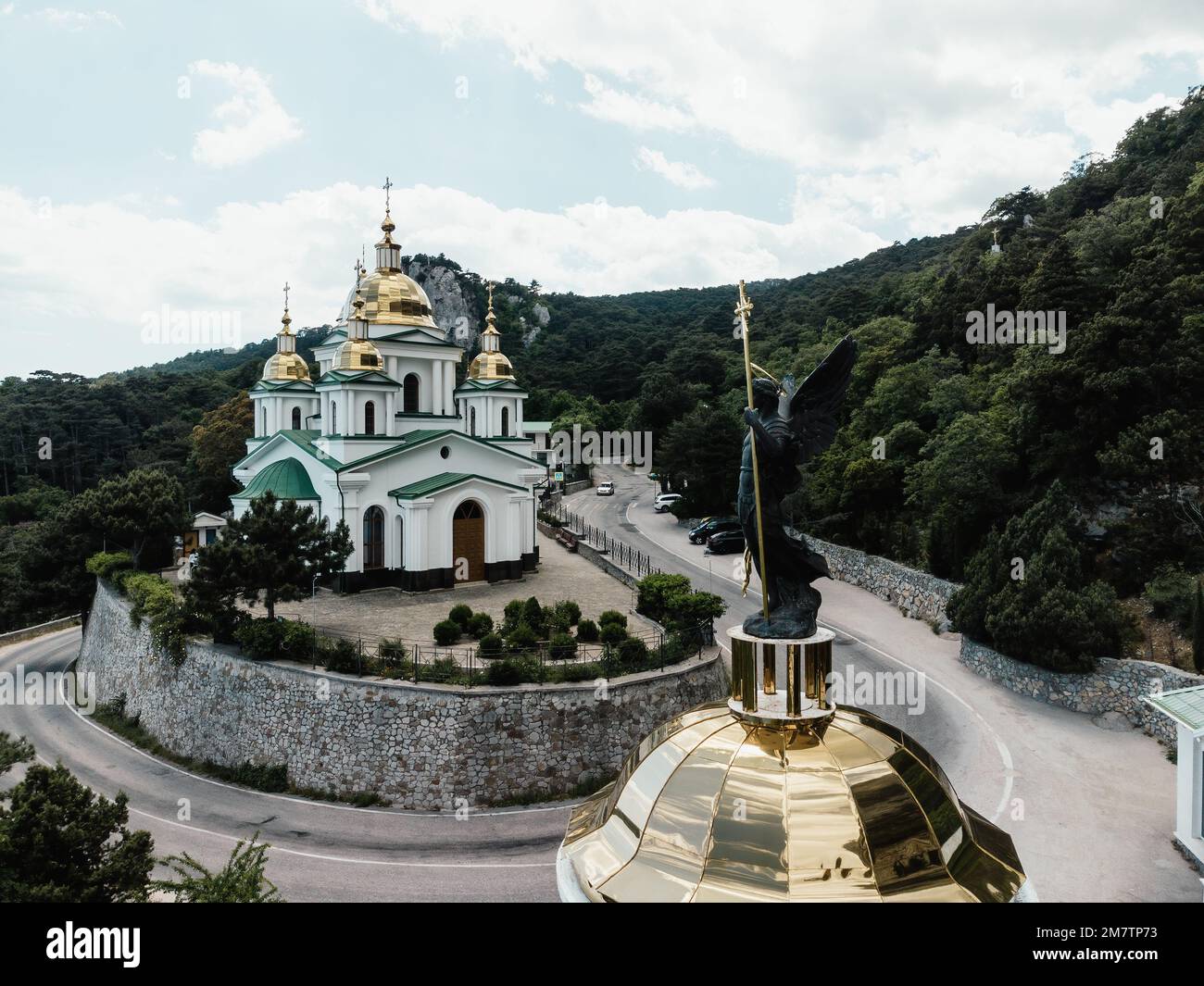 Christian church in the mountains above the sea. Temple of the Holy ...