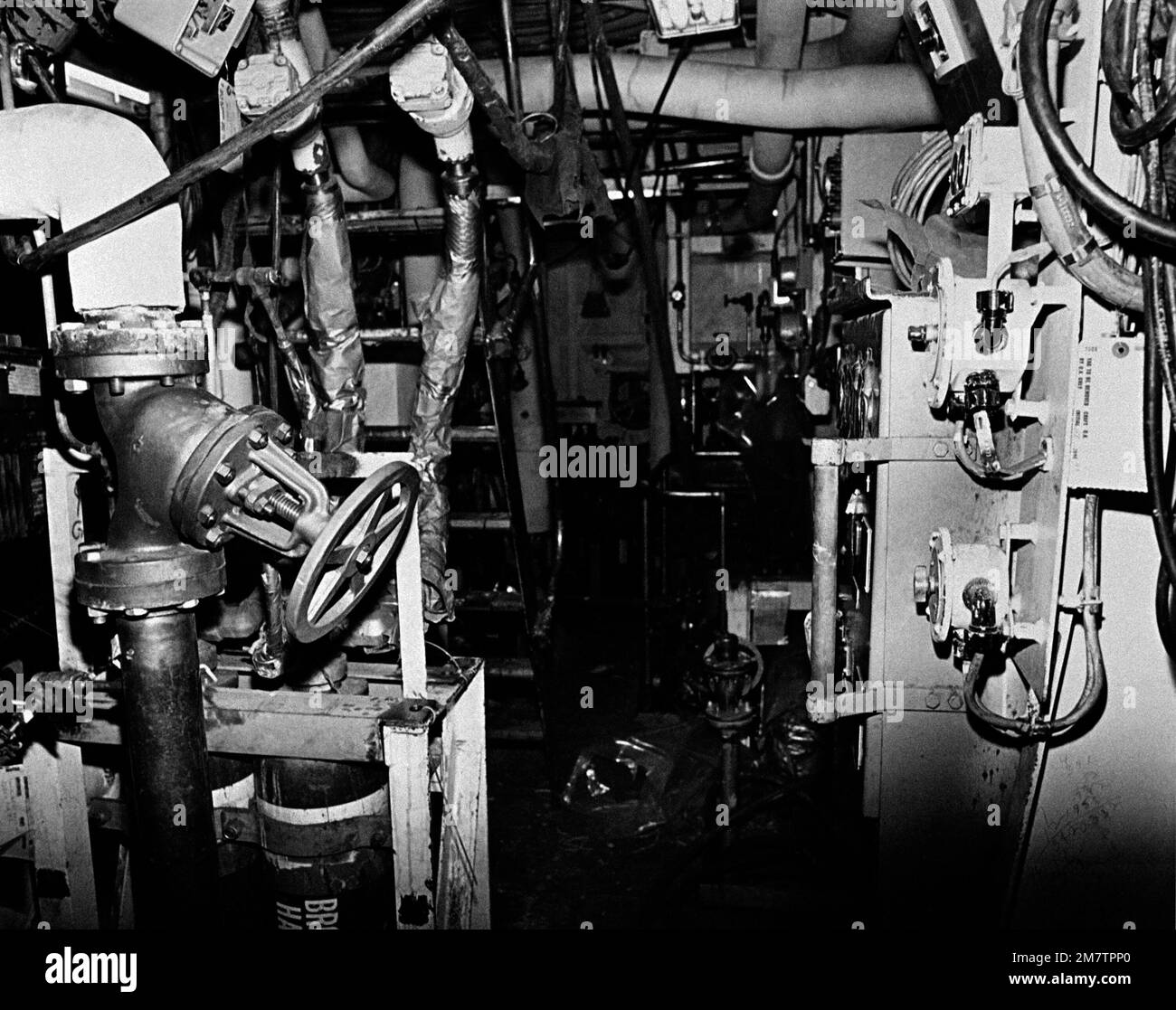 An interior view of auxiliary machine room No. 1 on the guided missile ...