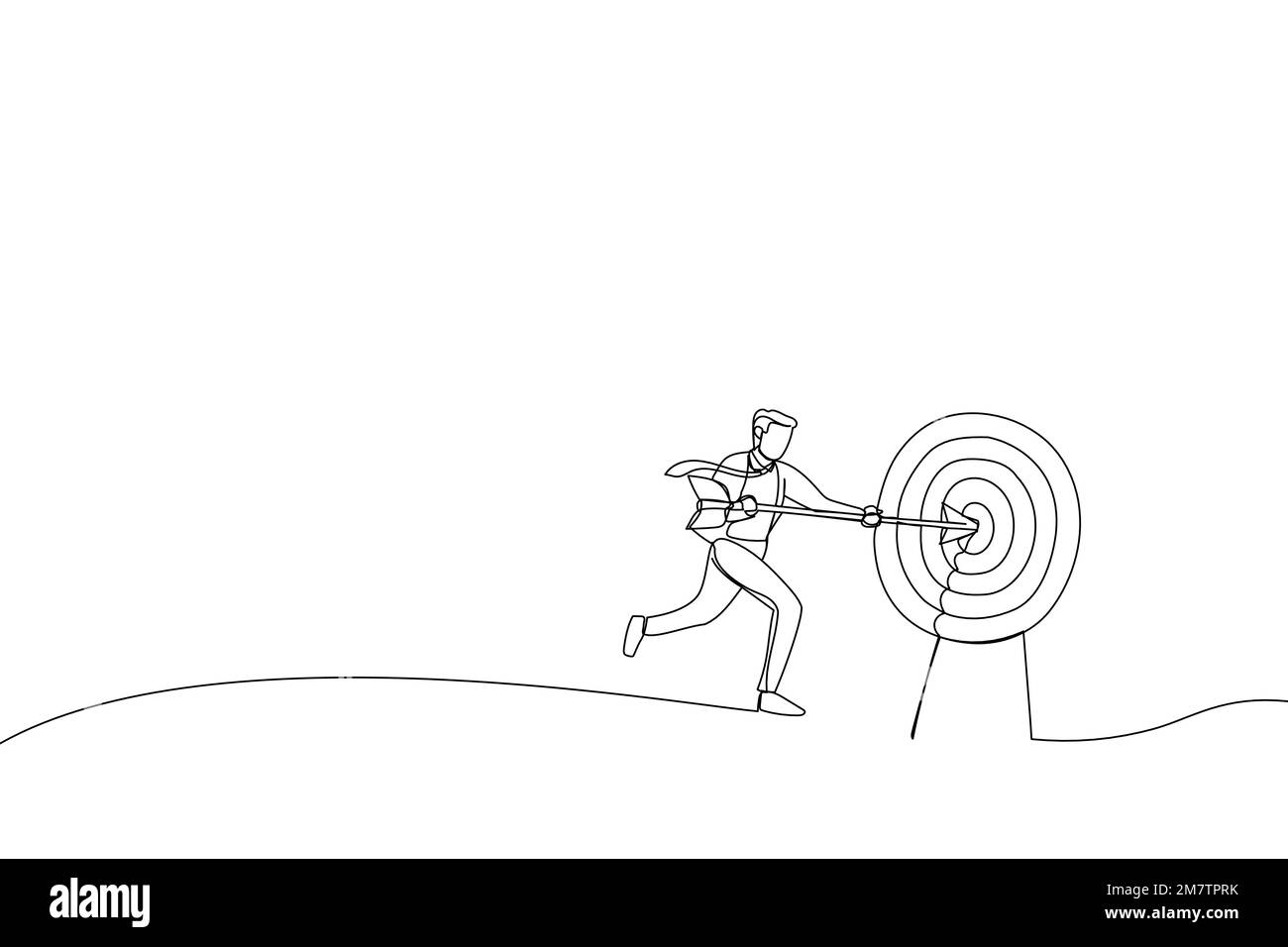 Cartoon of businessman shooting target with arrow. Metaphor for market ...