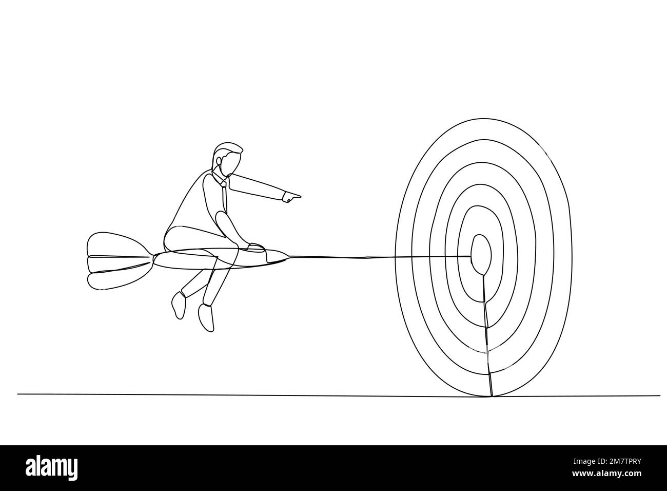Cartoon of confidence businessman riding dart aiming for target ...
