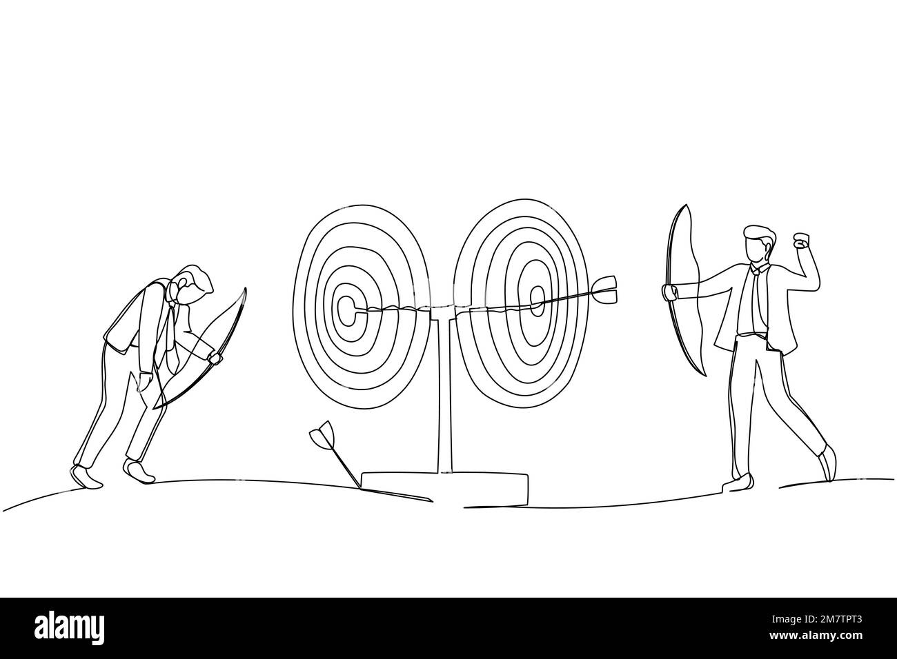 Illustration of businesspeople aiming targets with bows and arrows ...
