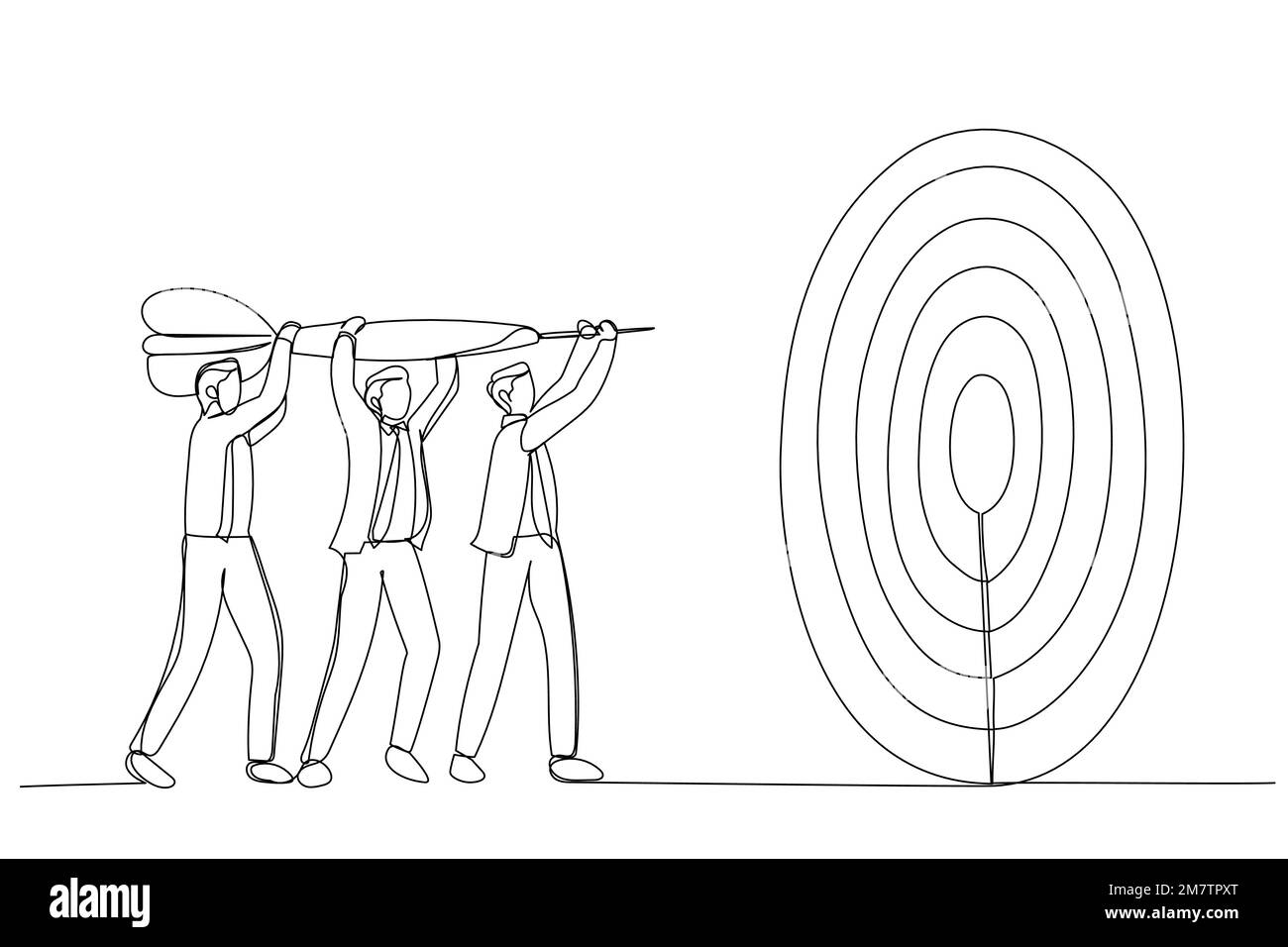 Cartoon of businessman help holding dart aiming on bullseye target ...