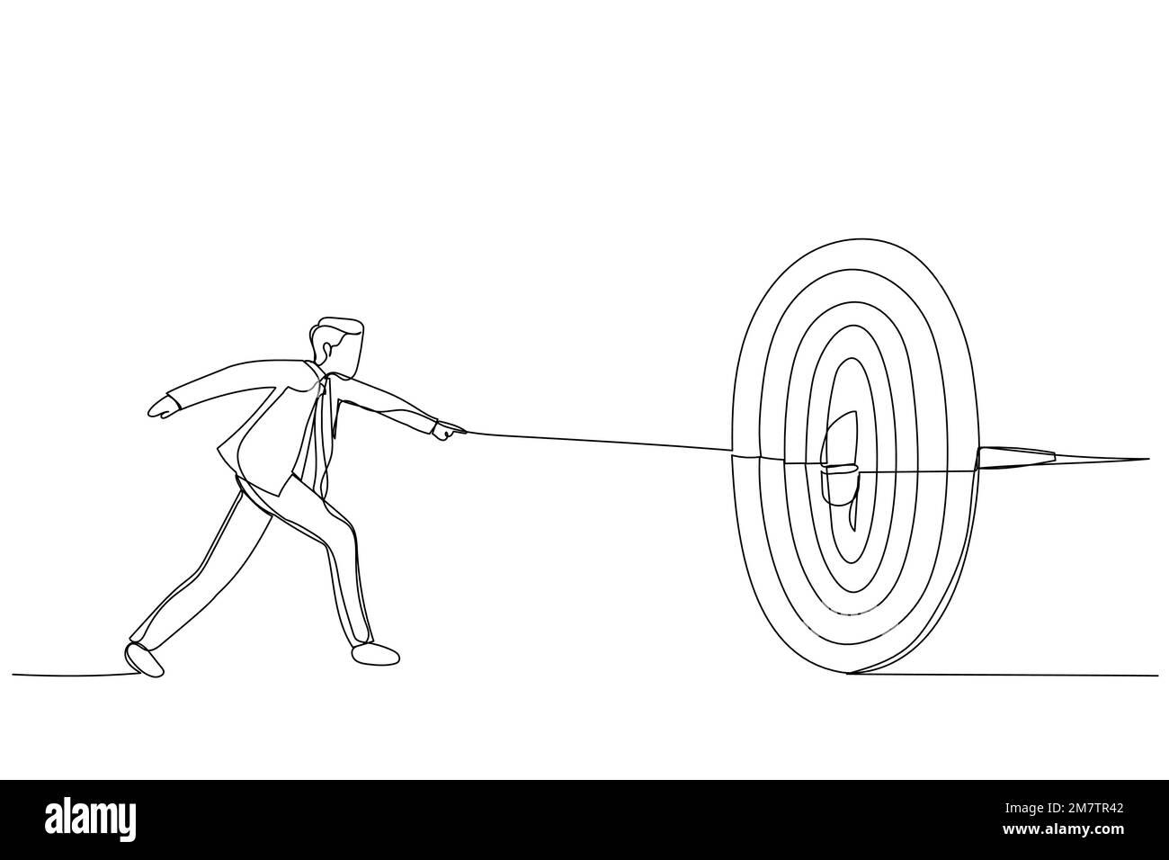 Illustration of businessman runs and throws a spear at a target ...