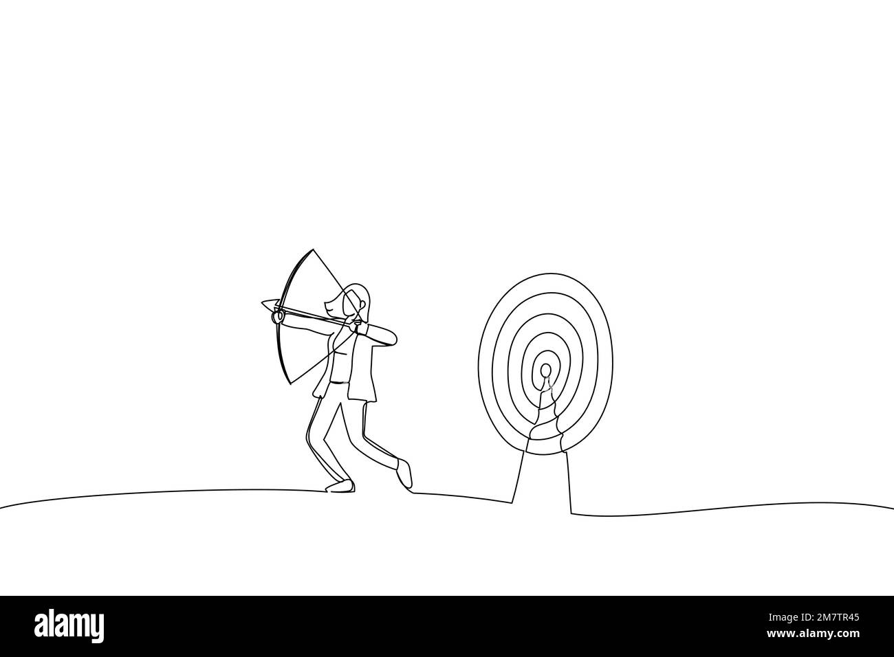 Illustration of blindfold businesswoman look for target in wrong ...