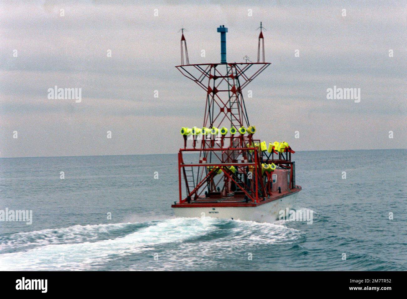 A view of camera mounts installed on a Mark 35 Septar boat for the ...