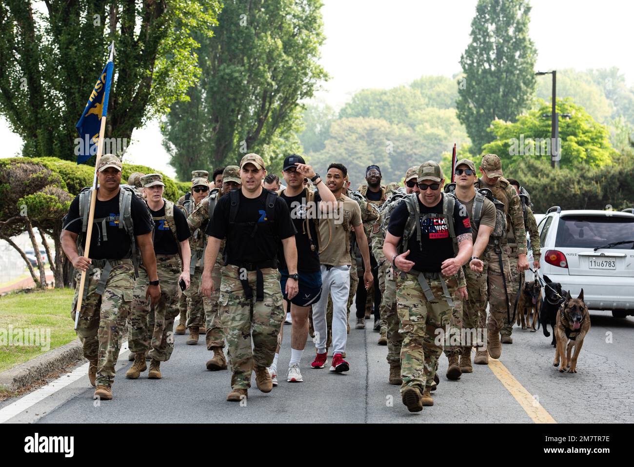 Members of the 51st Security Forces Squadron participate in a ruck ...