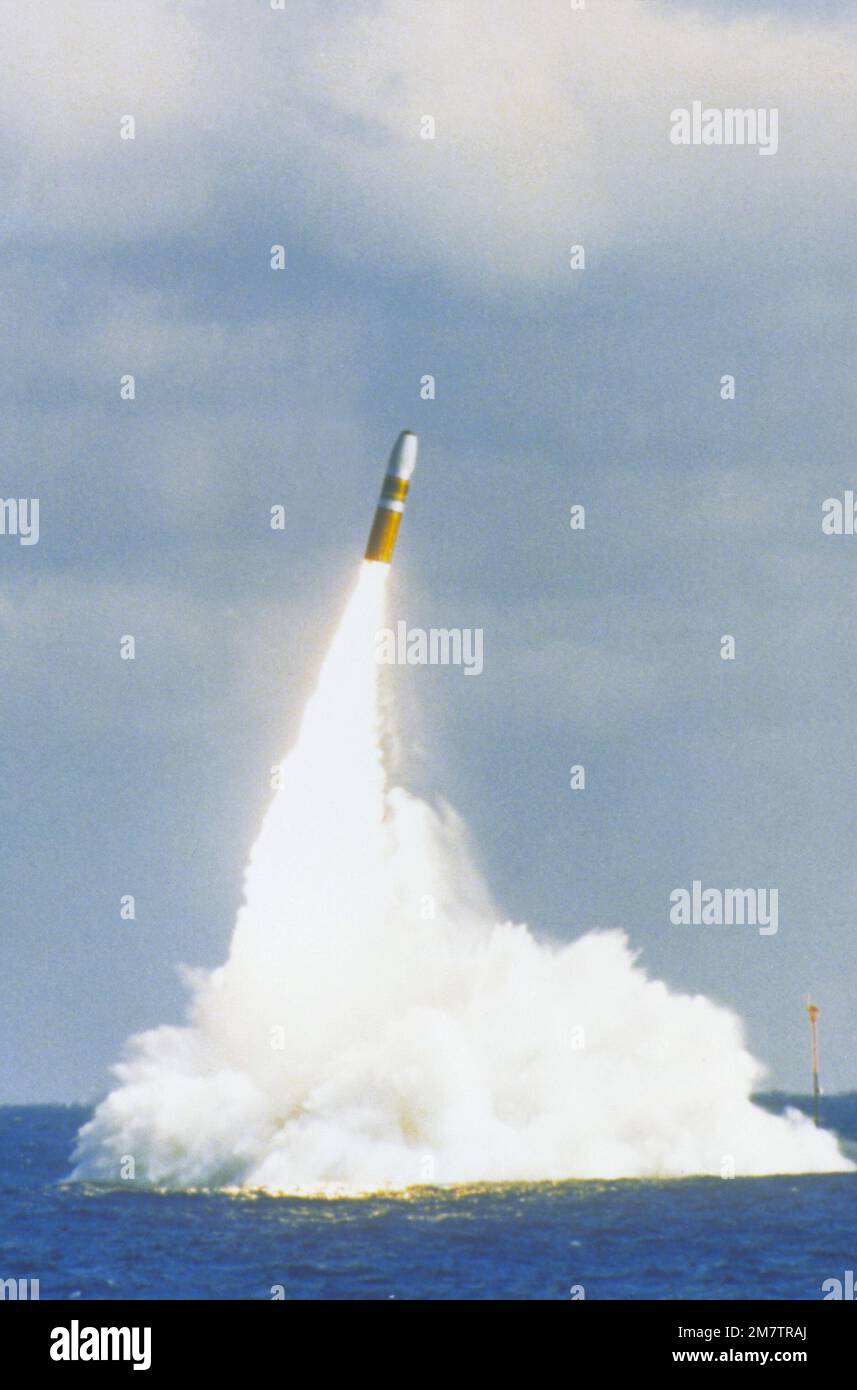 A U.S. Navy Trident I (C-4) fleet ballistic missile (FBM) is launched ...