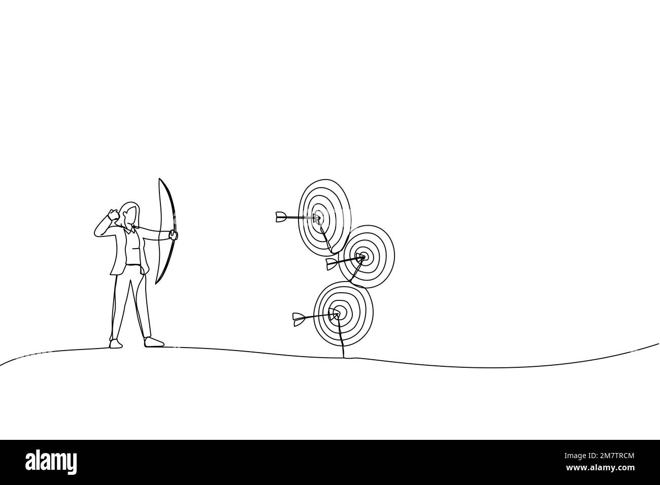 Illustration of businesswoman doing a perfect hit arrow target practice ...