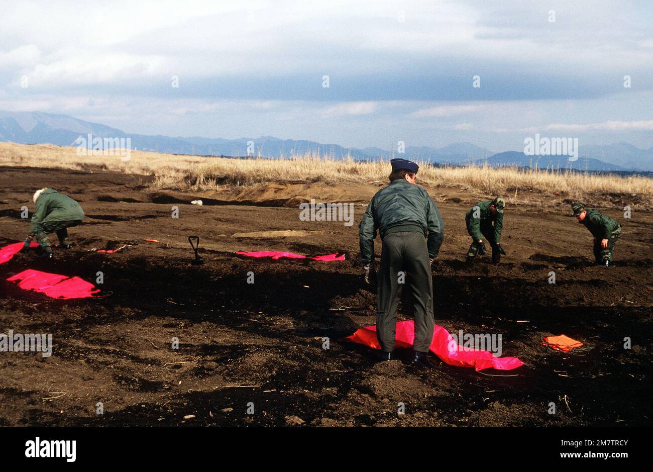 Targets are set up in preparation for the parachute drop of two pallets ...