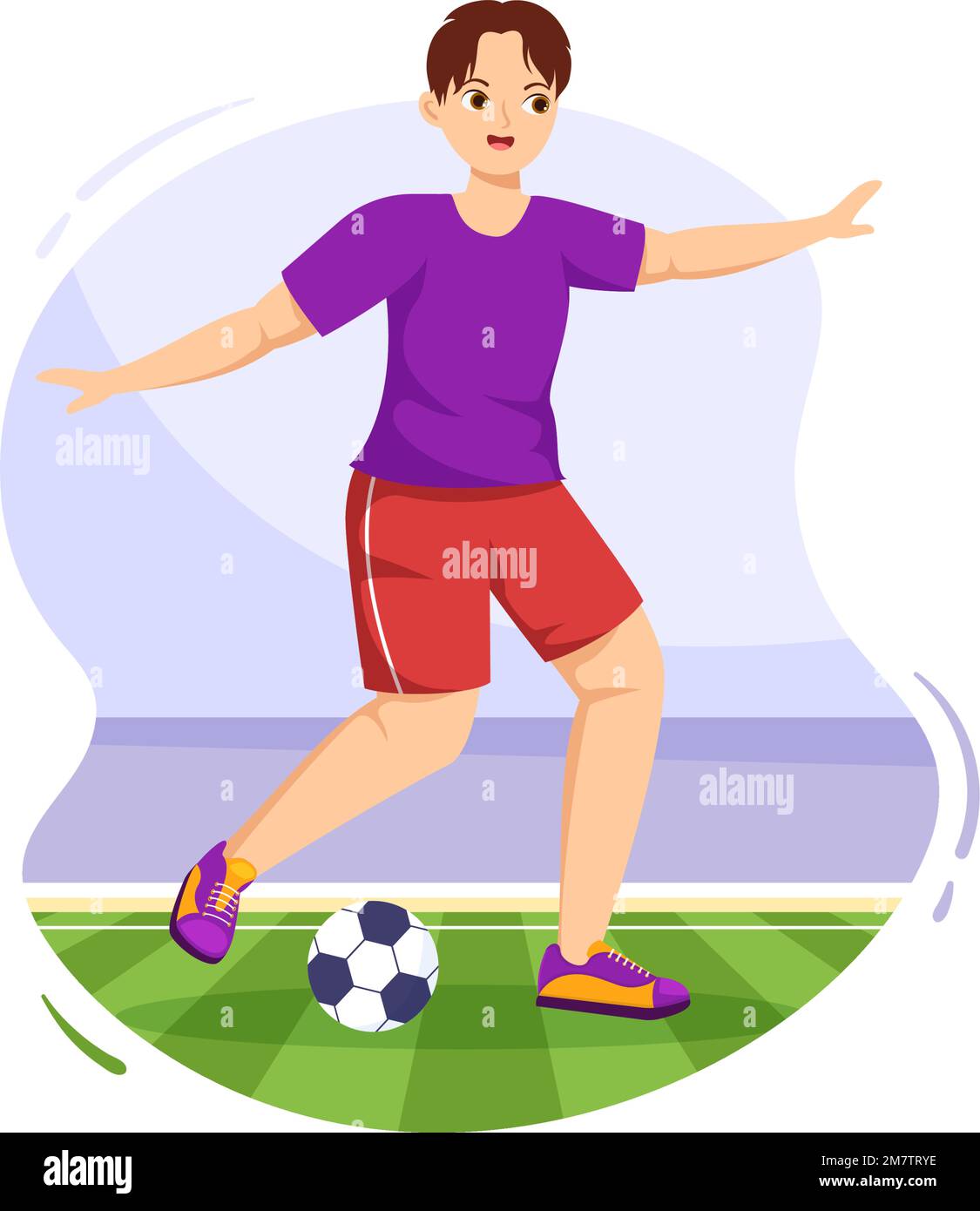 Futsal, Soccer or Football Sport Illustration with Players Shooting a ...
