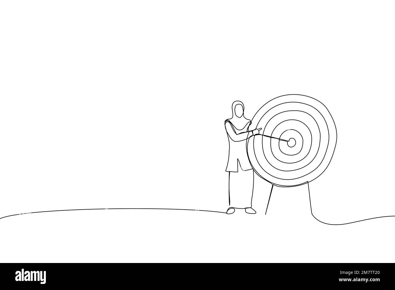 Illustration of muslim businesswoman pointing to the big target. One ...