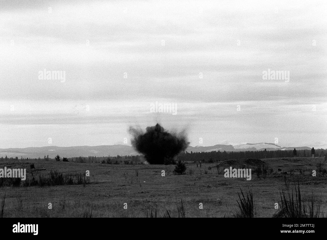 An M-15 anti-tank mine explodes after electronic detonation by members ...