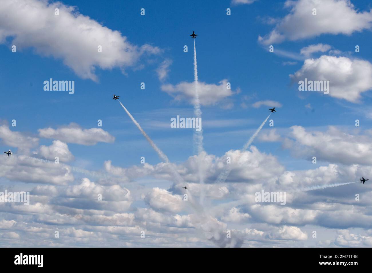U.S. Air Force Thunderbirds preform a High Bomb Burst in preparation ...
