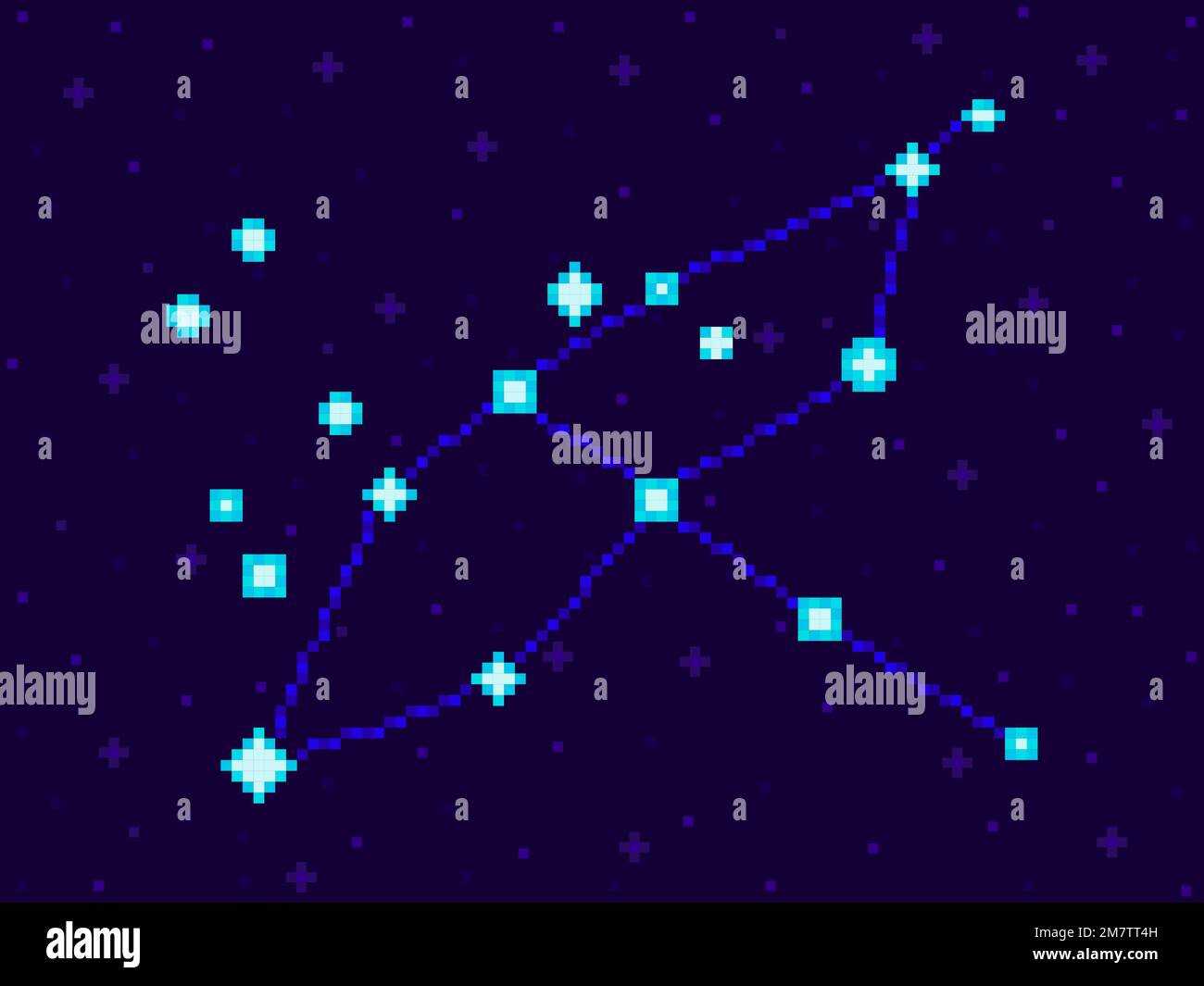 Cygnus constellation in pixel art style. 8-bit stars in the night sky ...