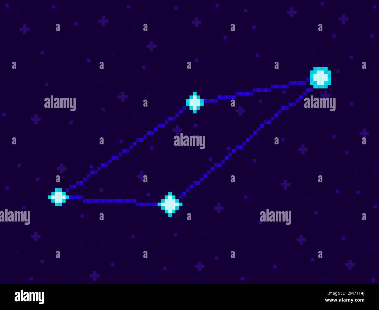 Fornax constellation in pixel art style. 8-bit stars in the night sky ...