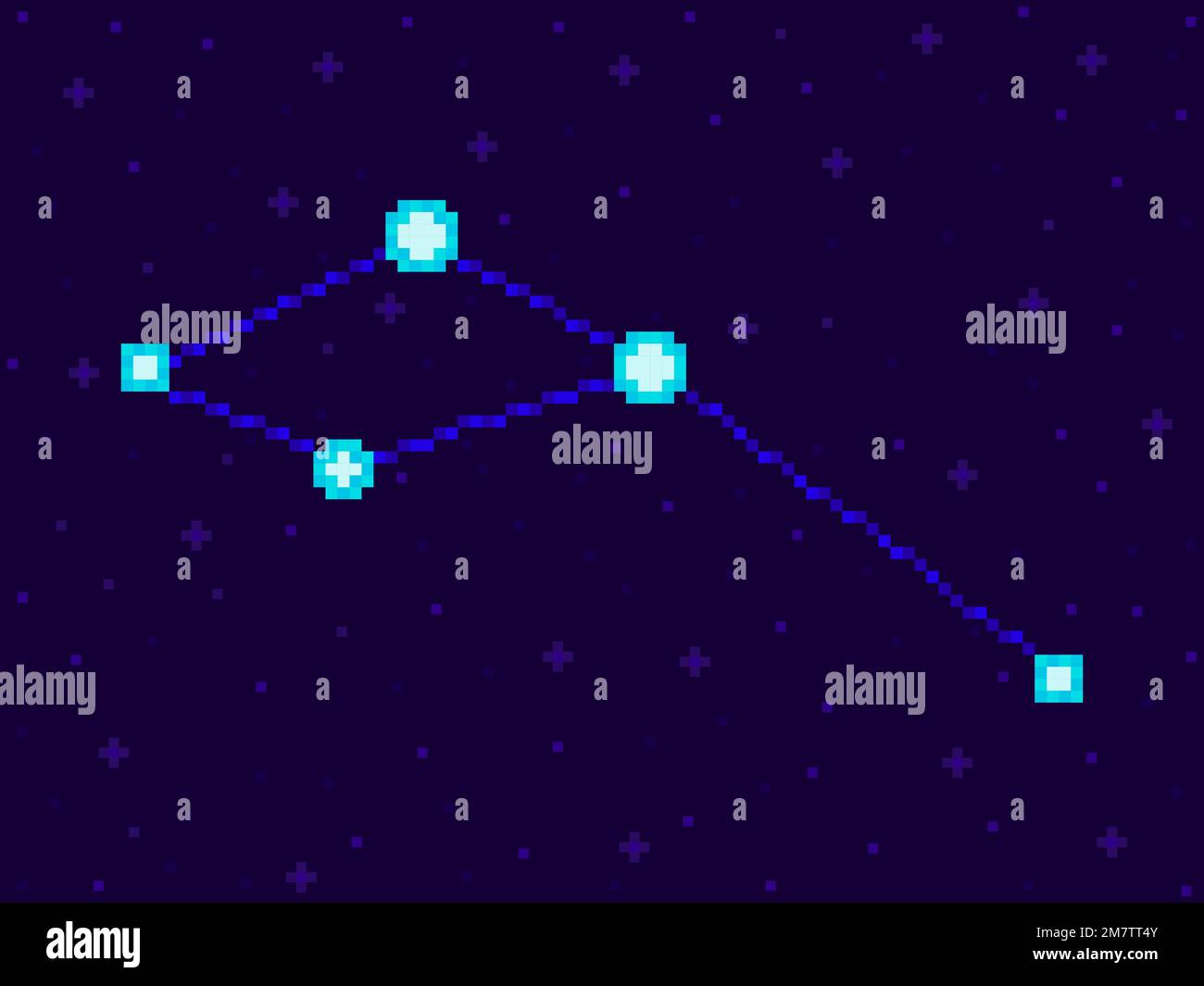 Delphinus constellation in pixel art style. 8-bit stars in the night ...