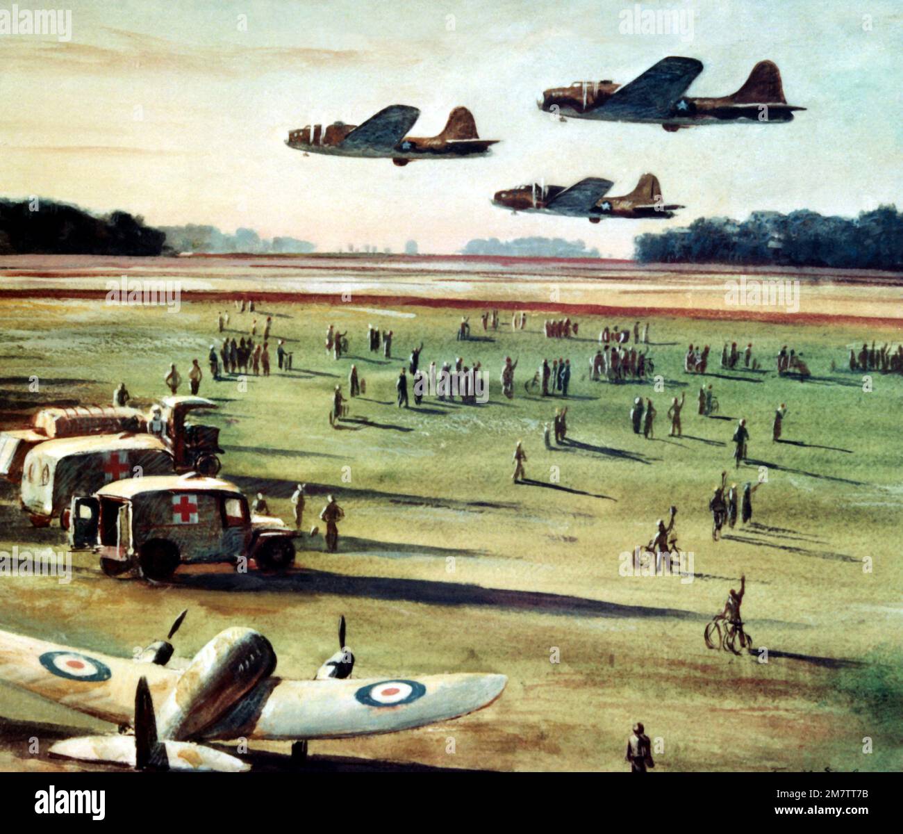 Artwork: "B-17 Base in England - 1943" Artist: Unknown. Country ...