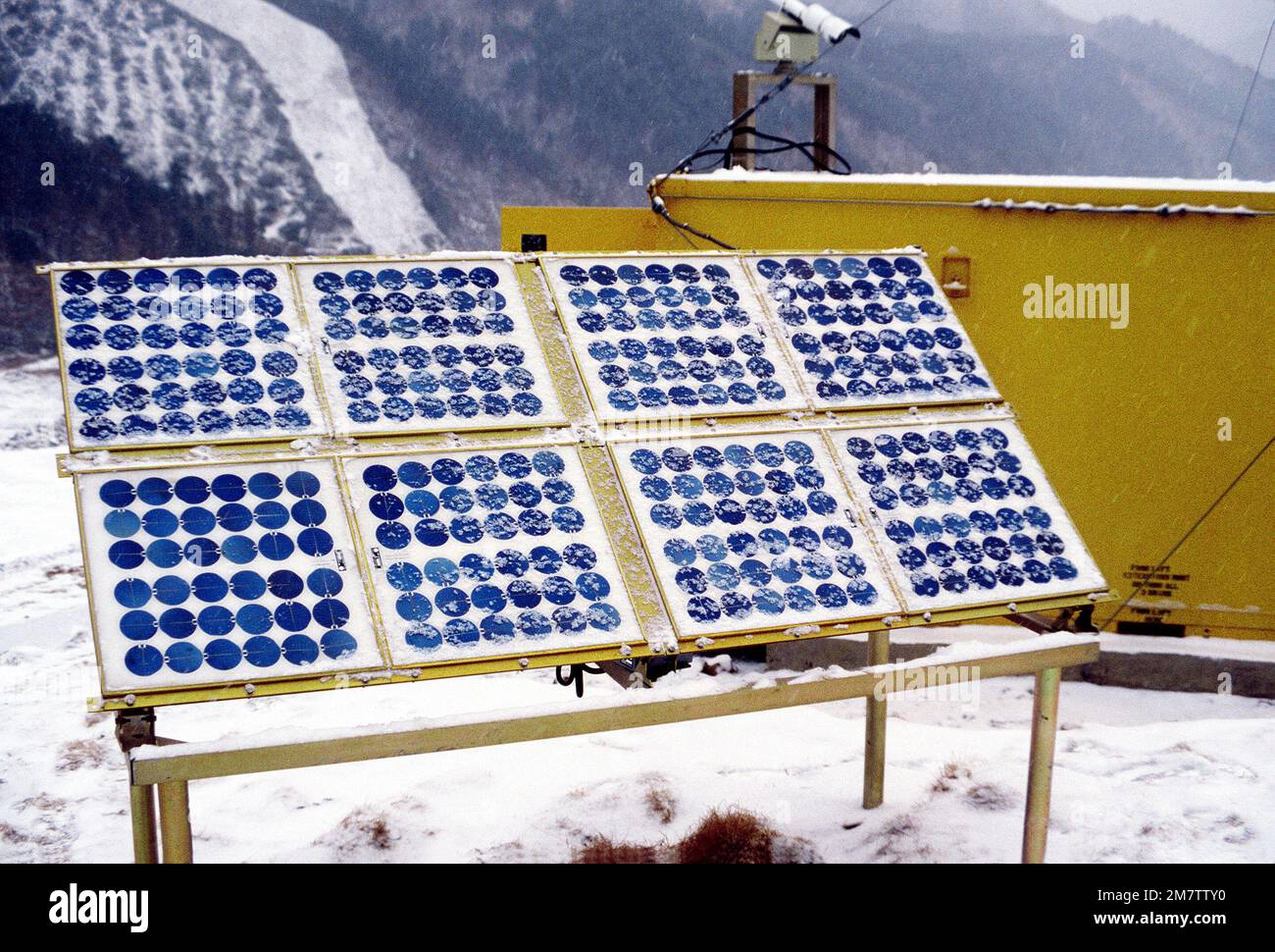 A view of the solar panels that supply power for the remotely ...