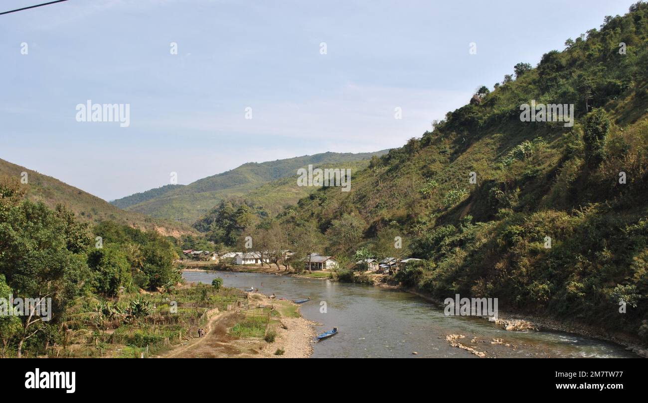 On the road between Phonsavan and Xam Neua Stock Photo - Alamy