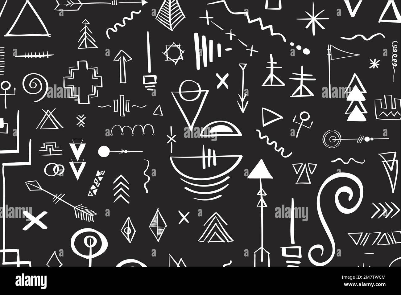 Bohemian tribal doodle pattern vector black background Stock Vector Image & Art - Alamy