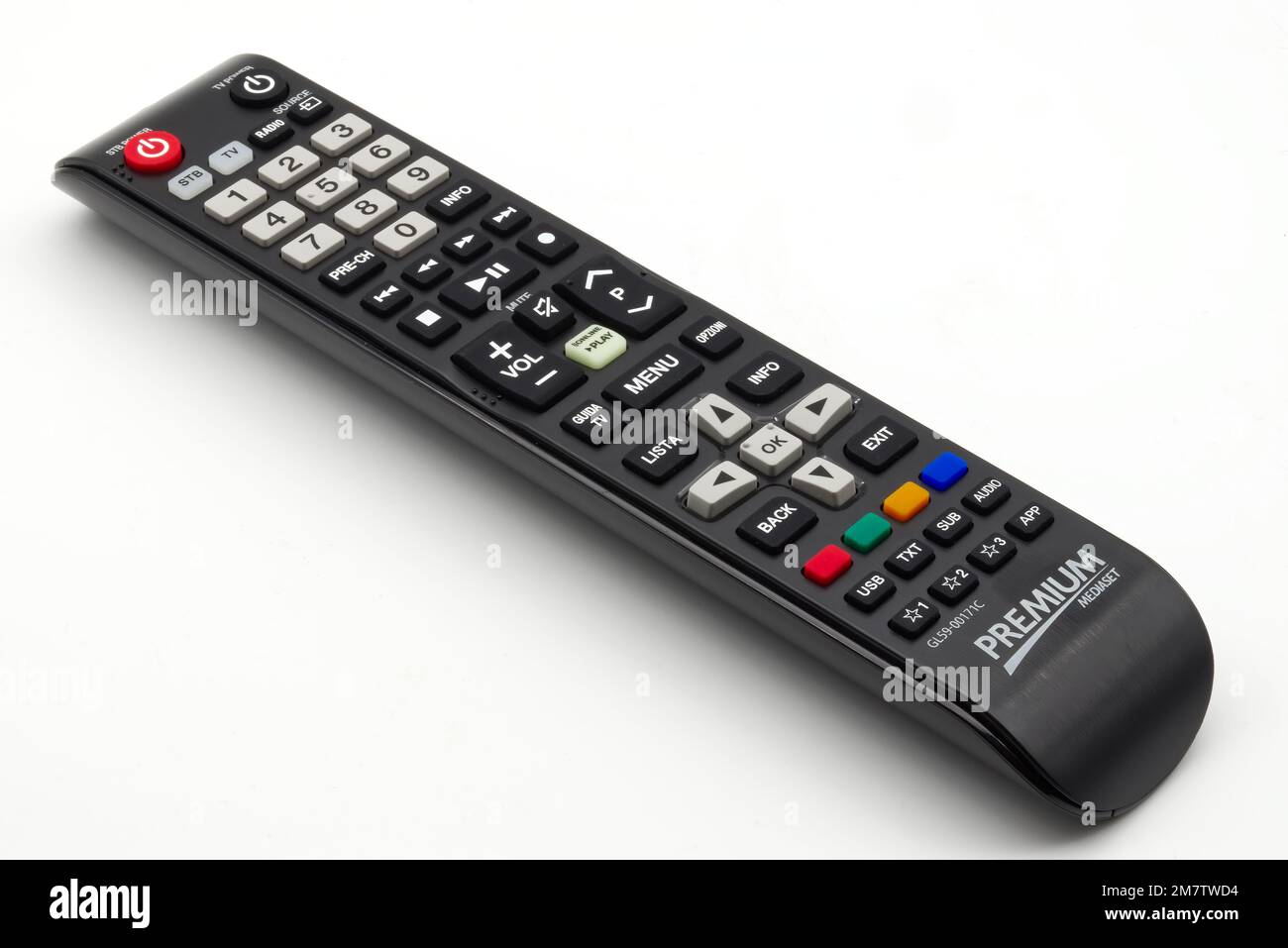 Samsung Premium Mediaset Smart Decoder remote control isolated on white ...