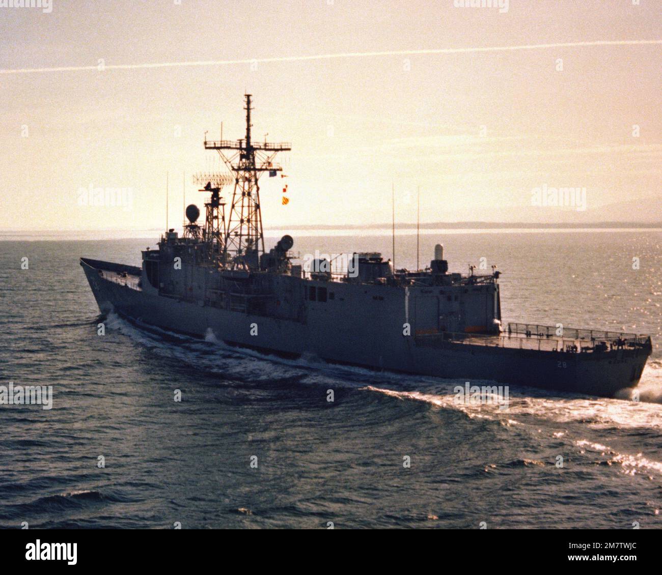 A port quarter view of the guided missile frigate BOONE (FFG-28) as ...