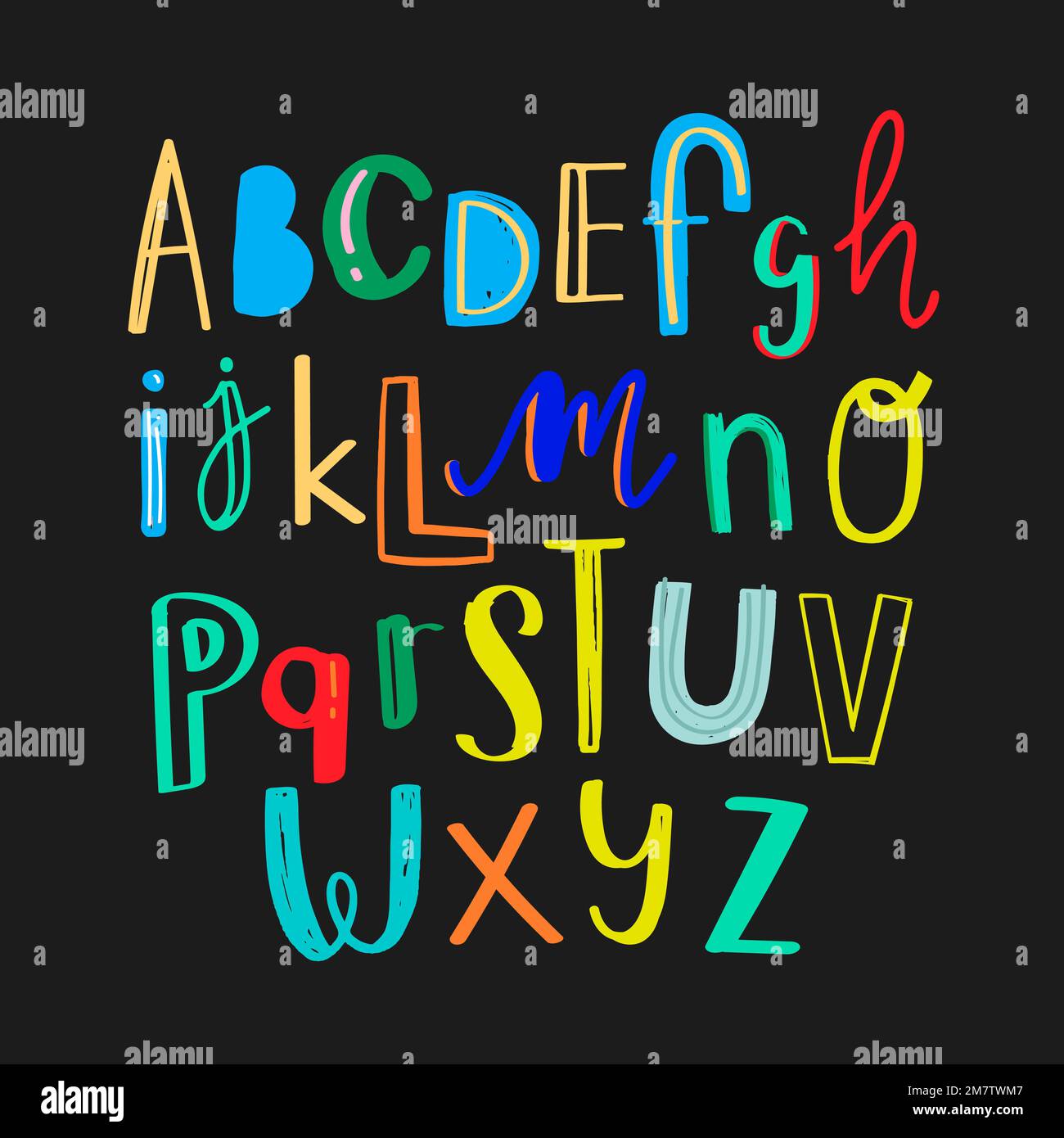 Alphabet doodle vector typography colorful set Stock Vector Image & Art ...