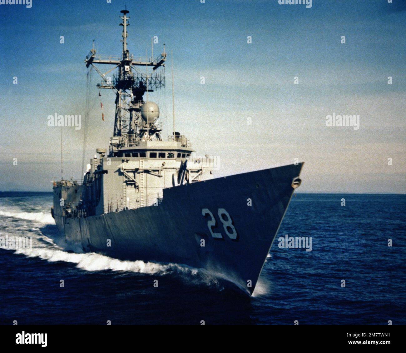 A starboard bow view of the guided missile frigate BOONE (FFG-28) as ...