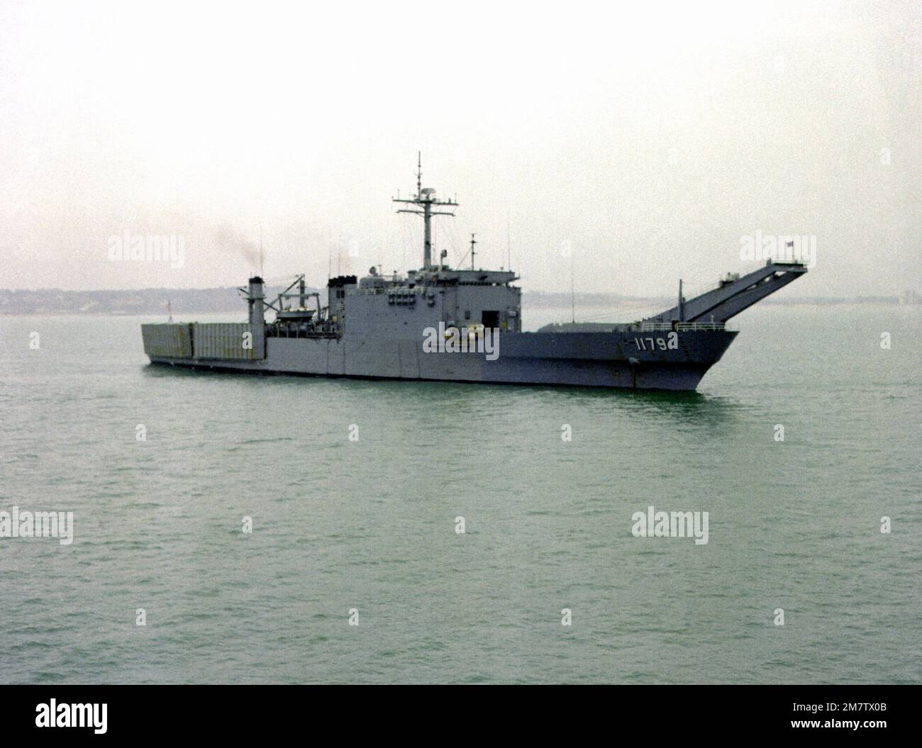 A starboard view of the tank landing ship USS NEWPORT (LST-1179 ...