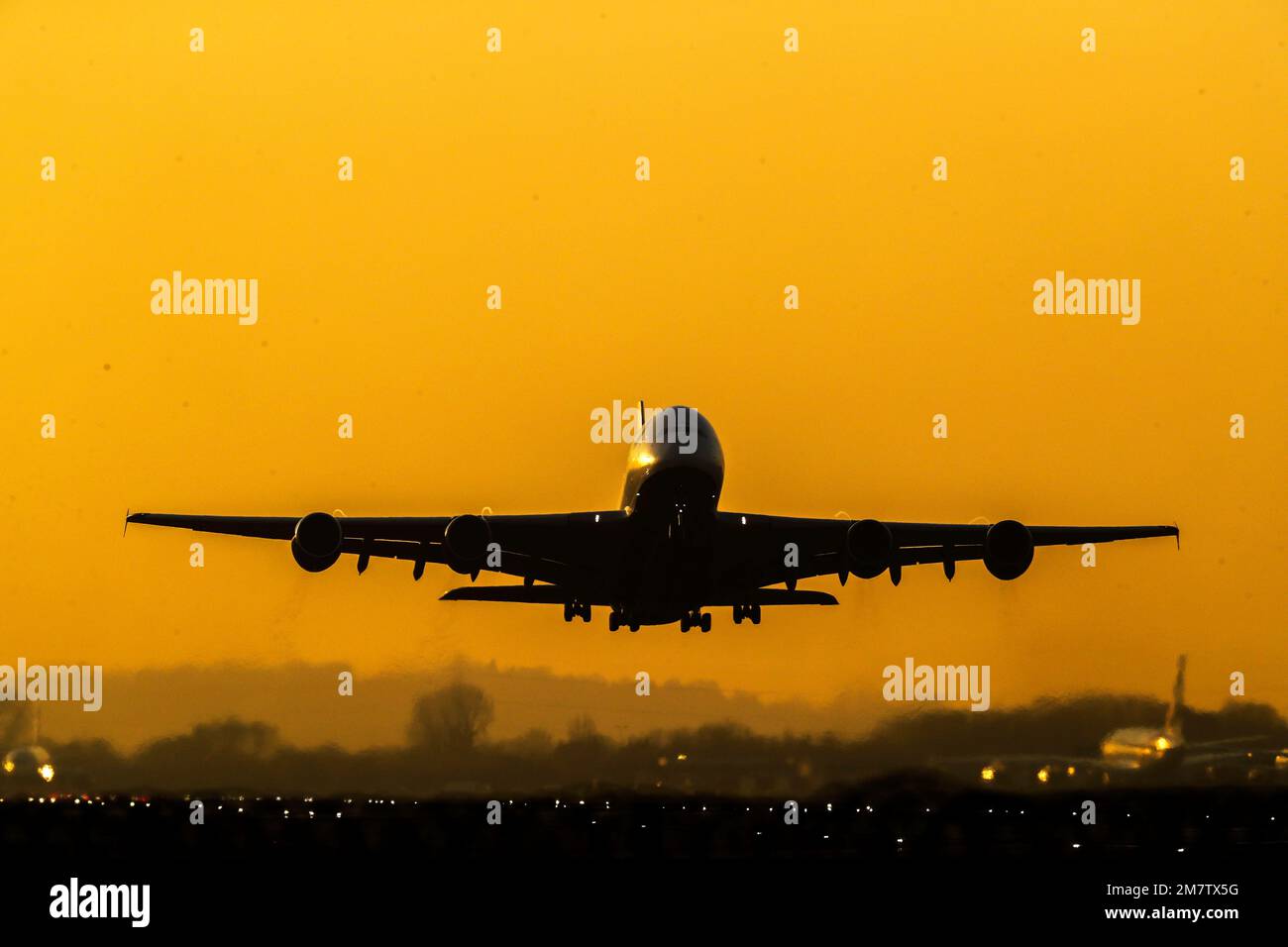 File photo dated 06/02/20 of a British Airways Airbus A380-841 with ...