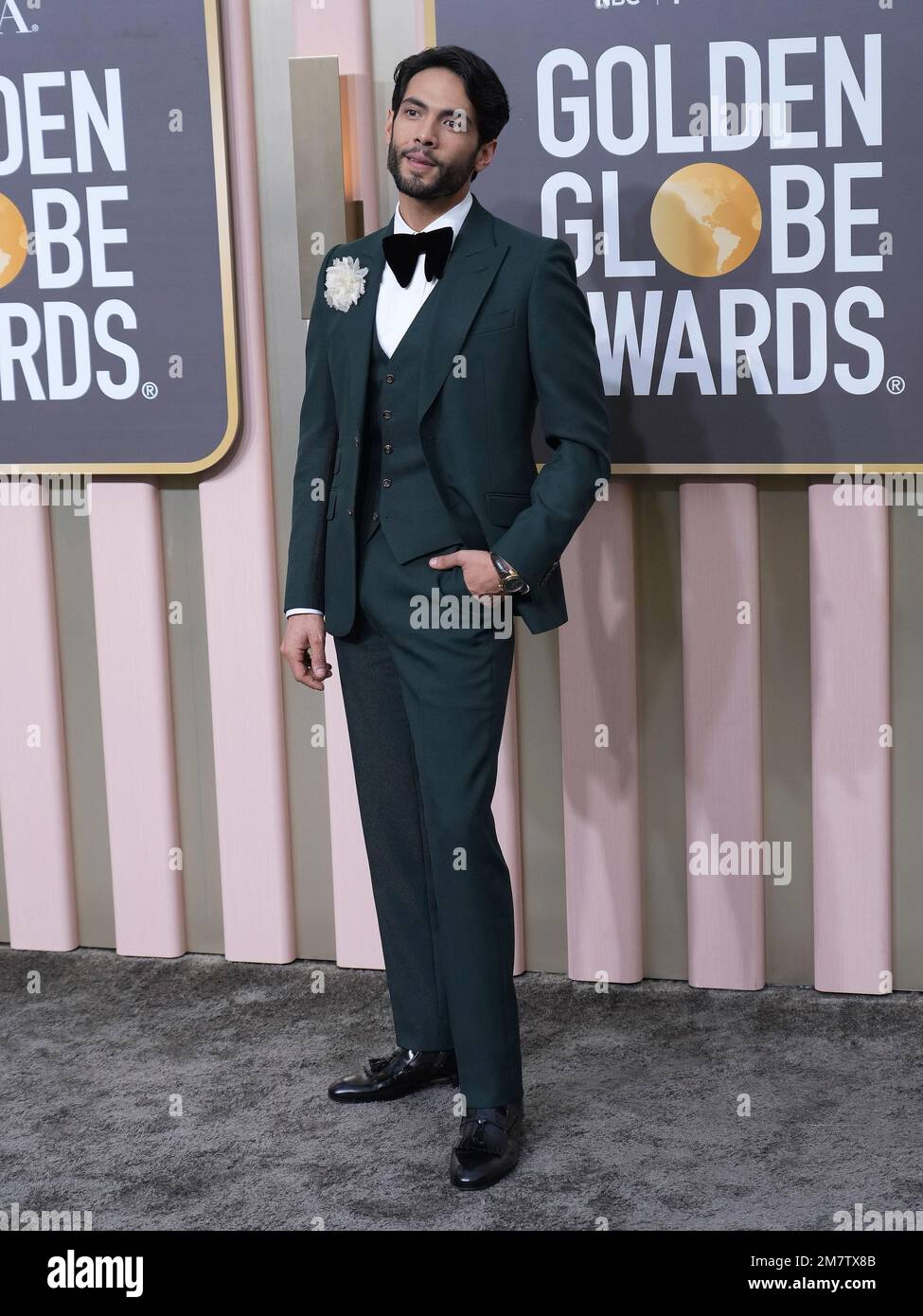 Los Angeles, USA. 10th Jan, 2023. Diego Calva arrives at the 80th Annual Golden Globe Awards ...