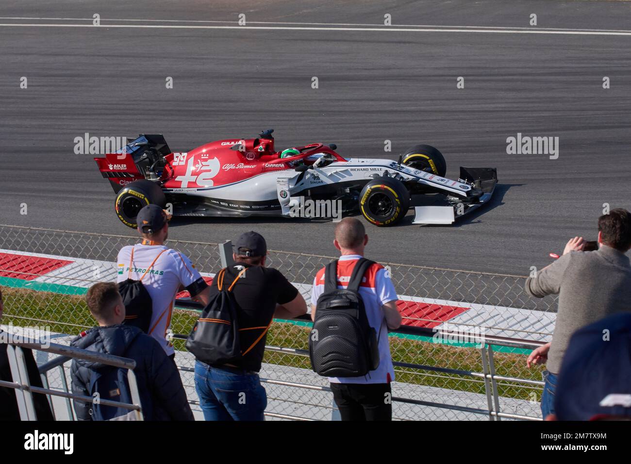 21.02.2019. Montmeló, Spain, Fans watching Antonio Giovinazzi Alfa ...