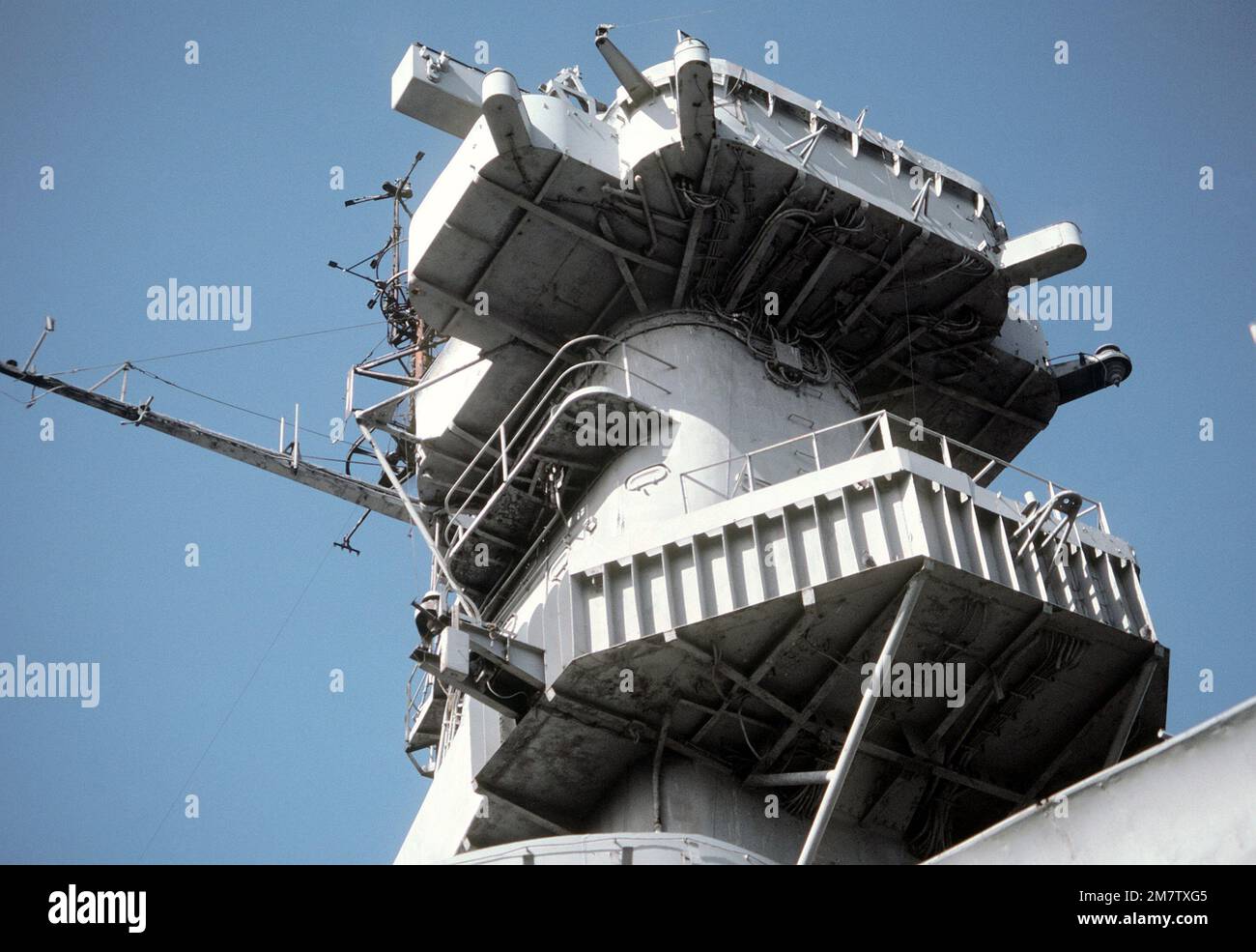 A view of the starboard deck of the foretop aboard the battleship IOWA ...
