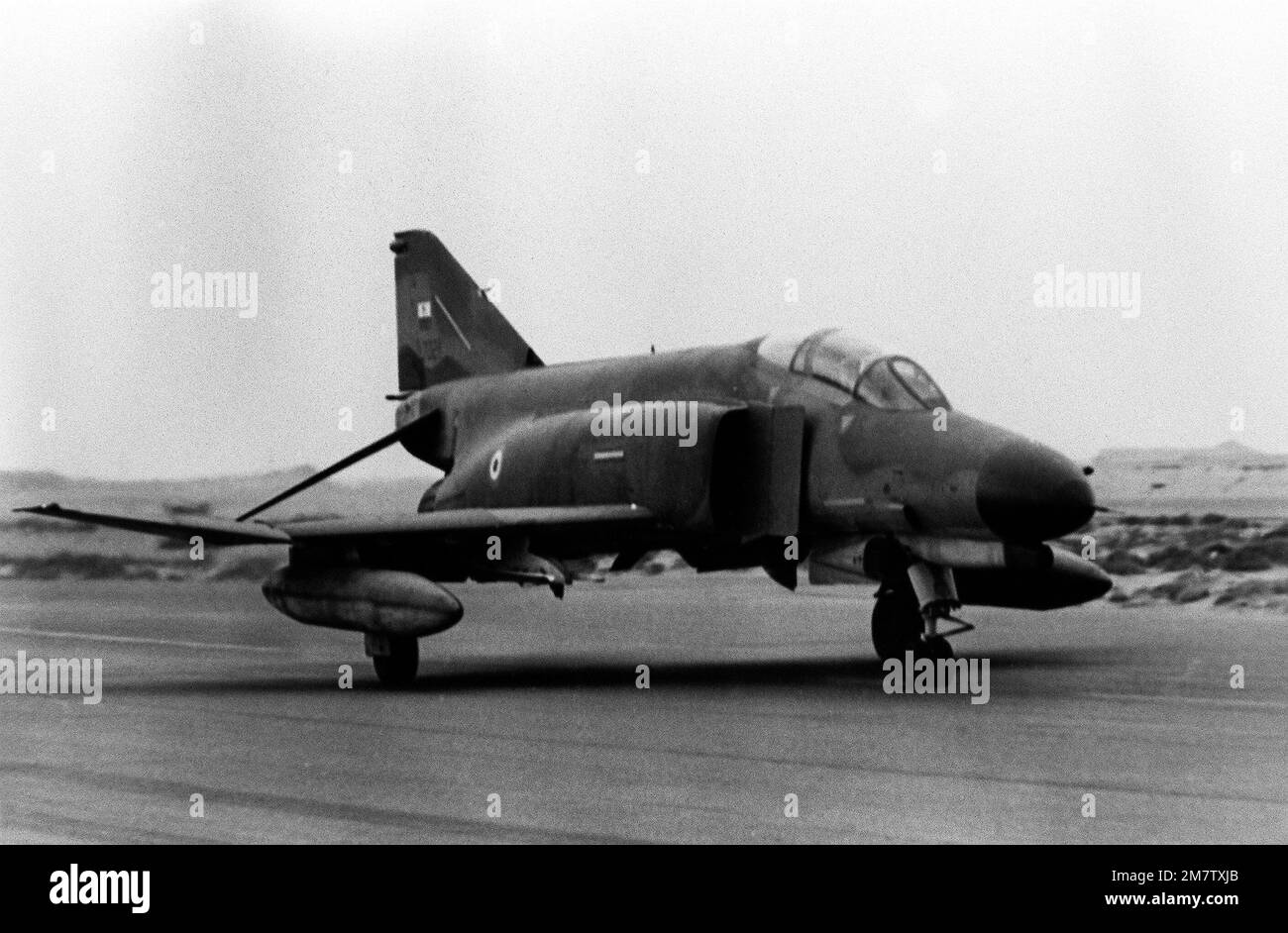 F-4 Phantom II fighter aircraft on the runway at Cairo West Air Base ...