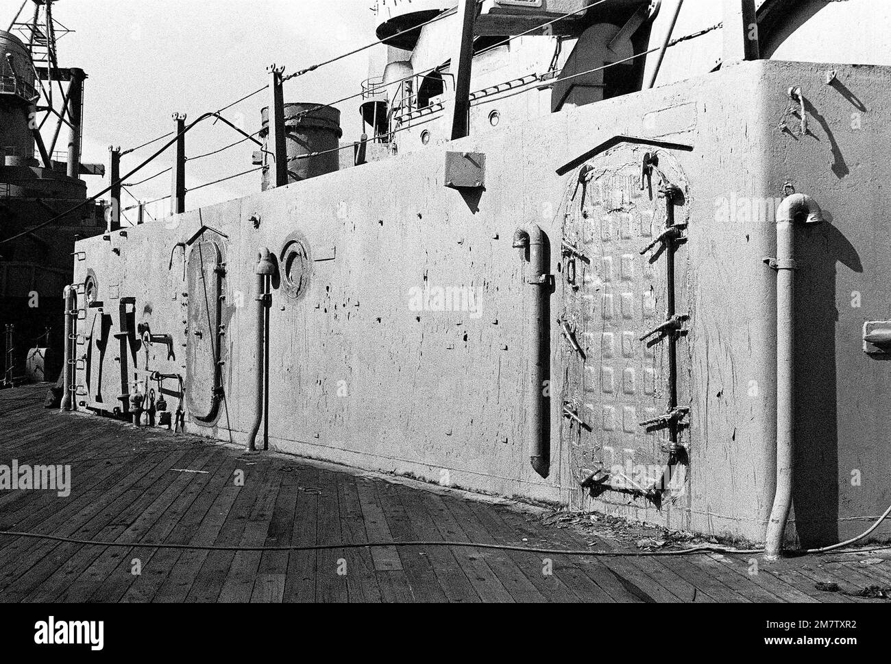 Starboard side hatches by "B" turret aboard the battleship IOWA (BB-61 ...