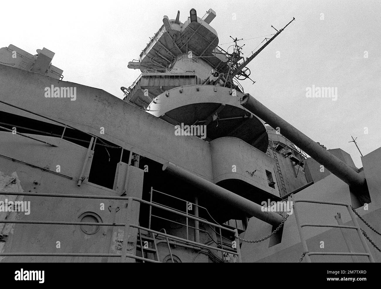 Port side view of the foretop aboard the battleship IOWA (BB-61). The ...