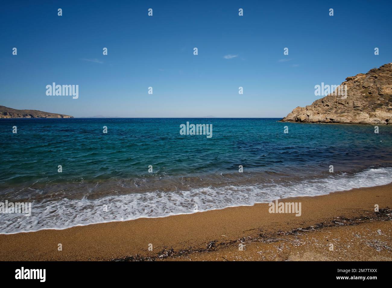 The amazing sandy and turquoise beach of Kalamos in Ios Cyclades Greece ...