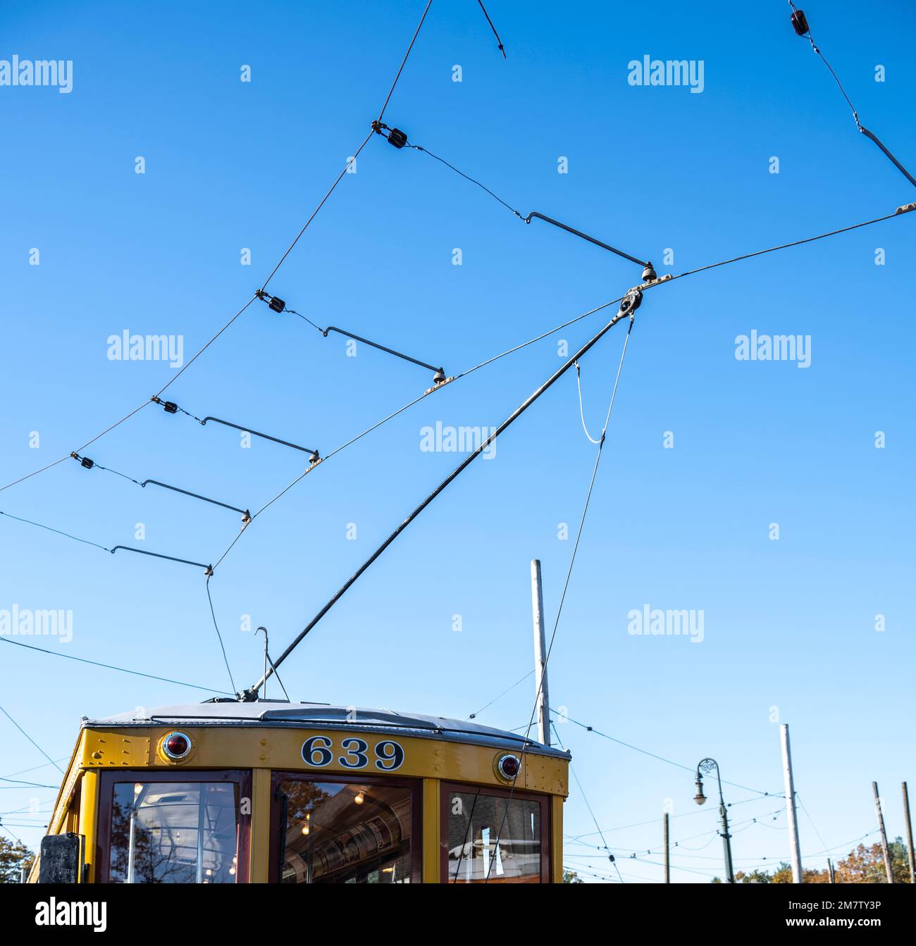 trolley pole connecting to electrical line for the 639 trolley at the ...