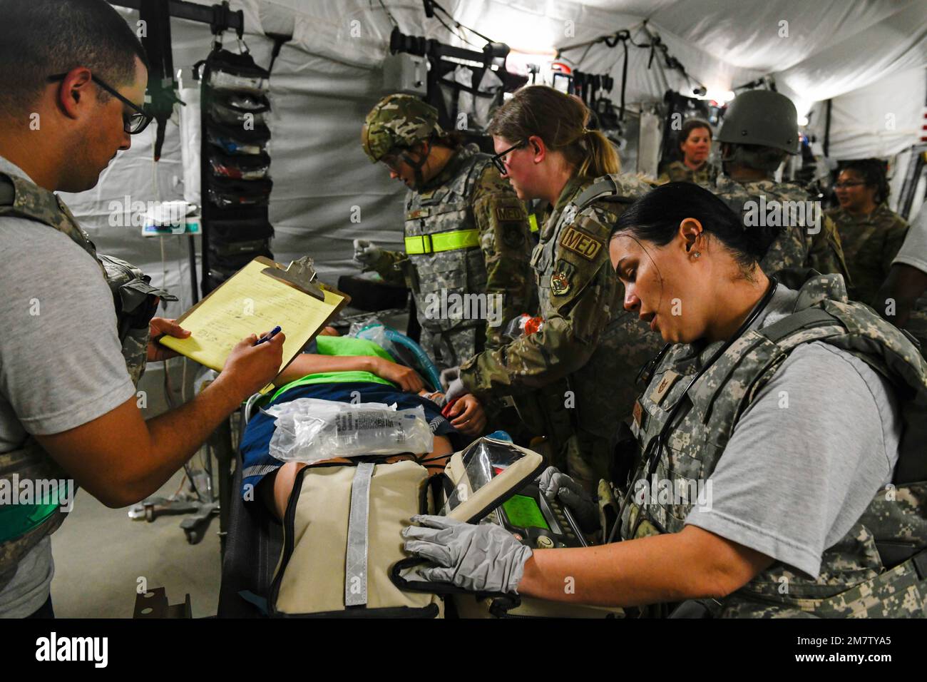 U.S. Air Force medical contingency response team members, with the ...