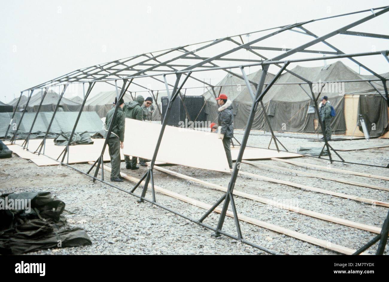 A view of tents being erected for the 656th Tactical Air Command during ...