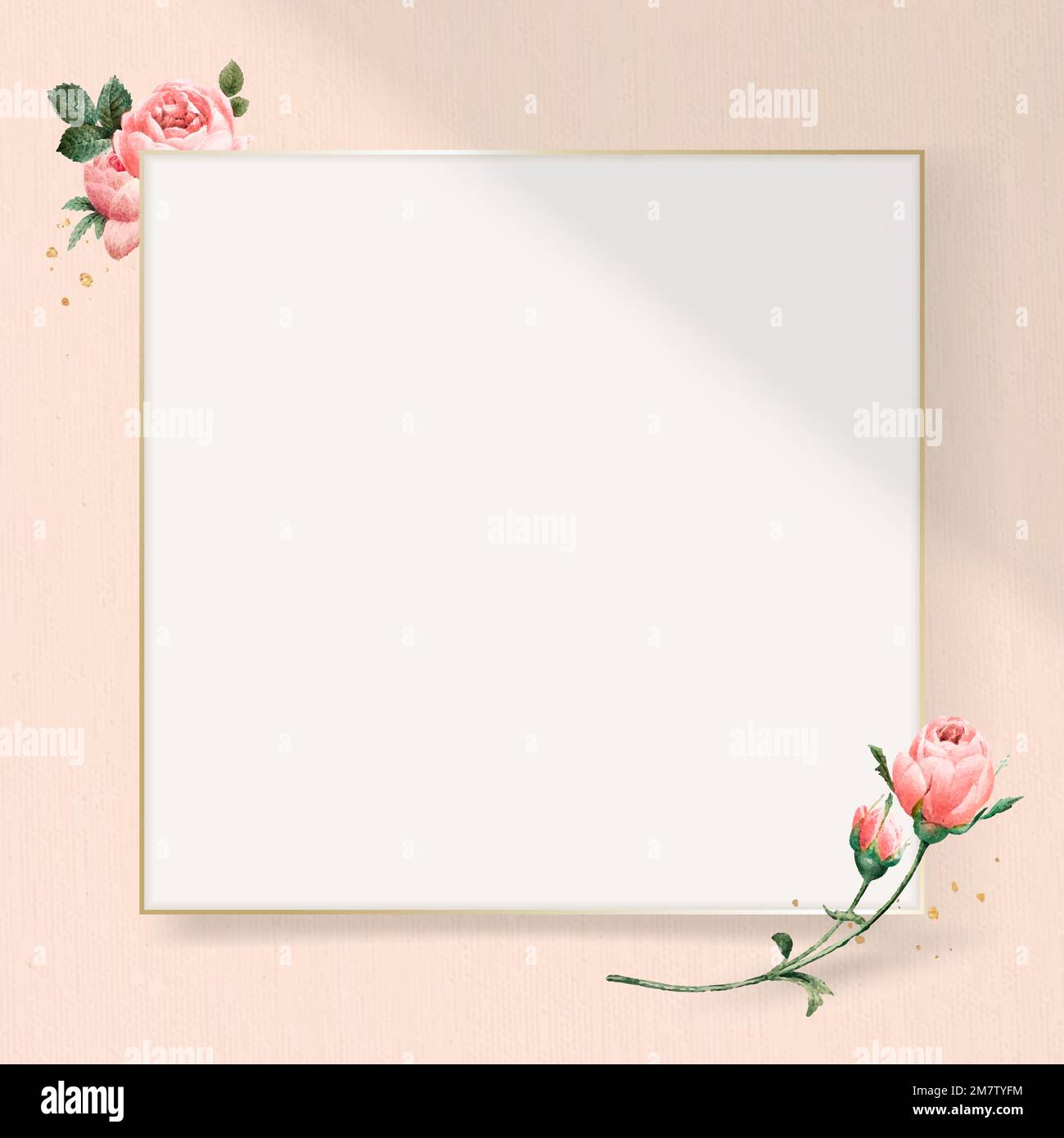 Floral square golden frame vector Stock Vector Image & Art - Alamy