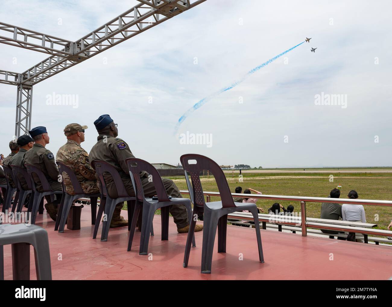 8th Fighter Wing leadership watch the Black Eagles perform an aerial ...